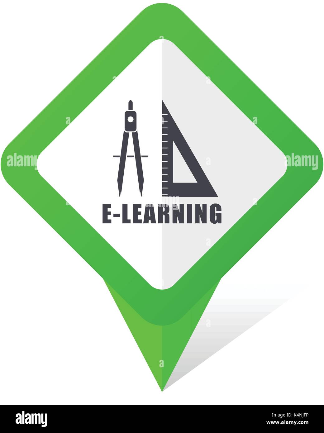 Learning green square pointer vector icon in eps 10 on white background ...
