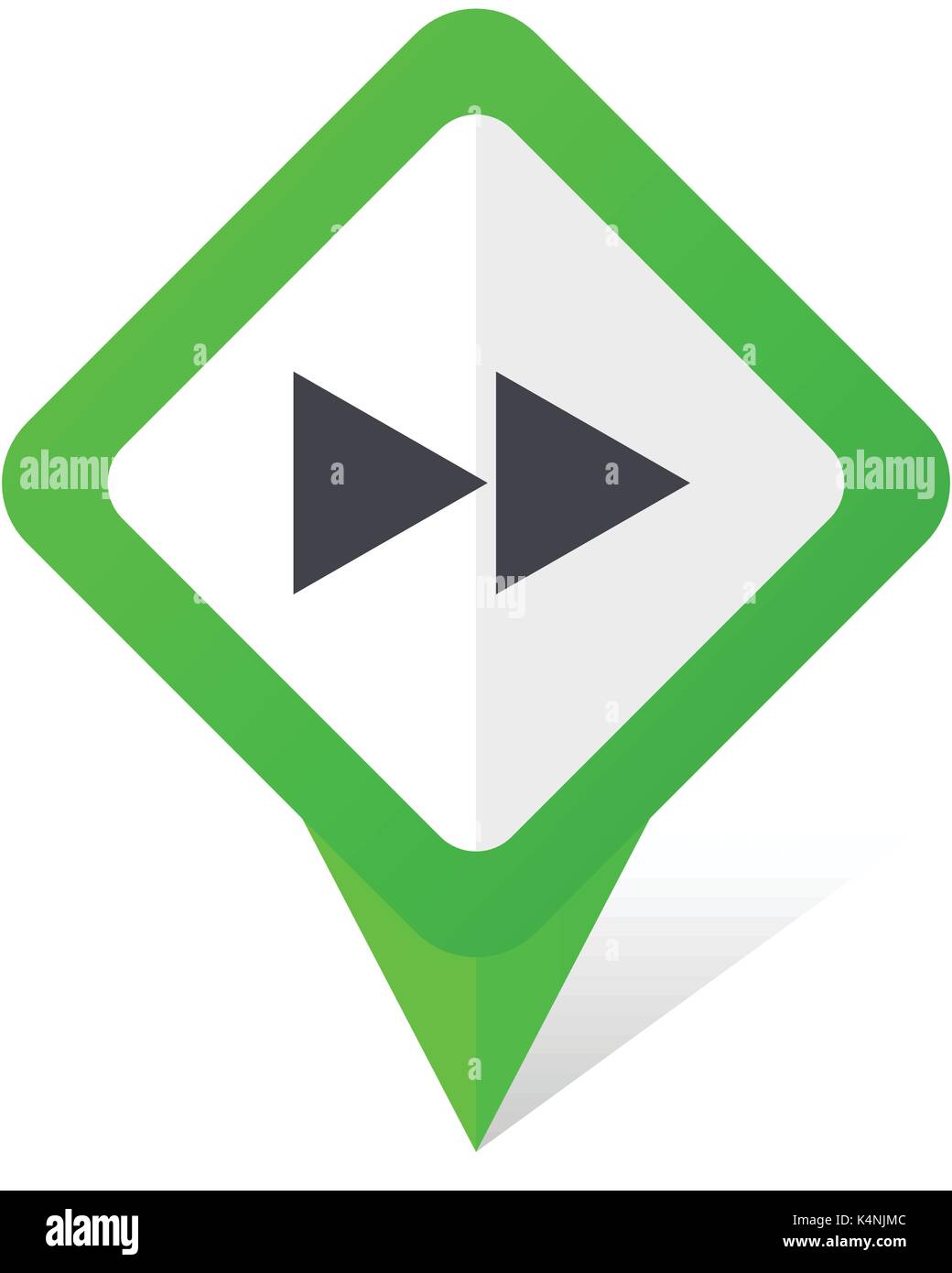 Rewind green square pointer vector icon in eps 10 on white background ...