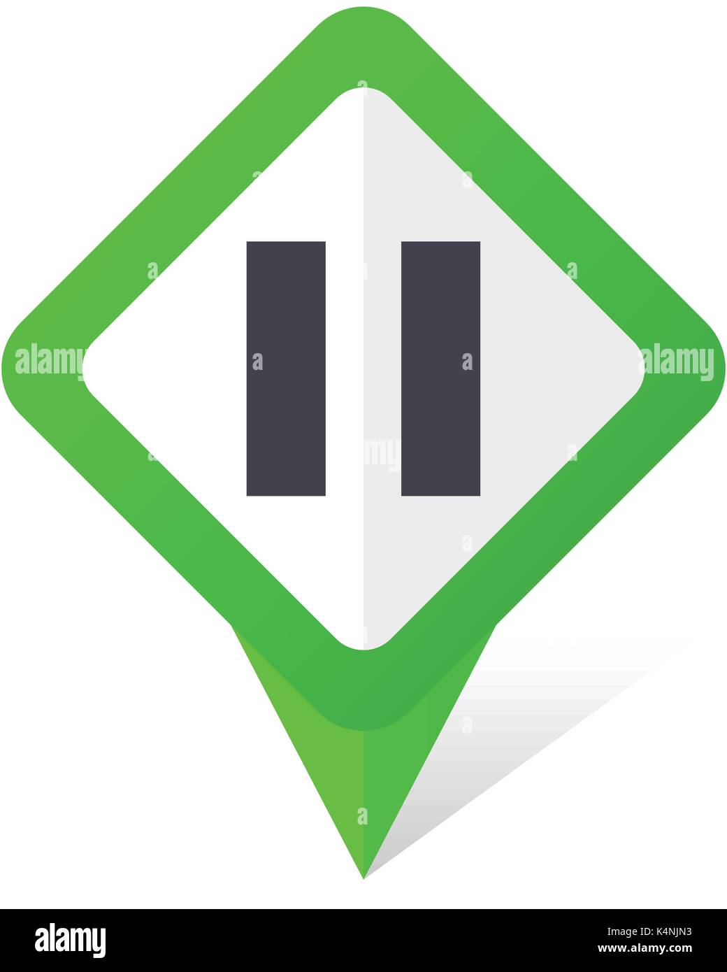 Pause green square pointer vector icon in eps 10 on white background ...
