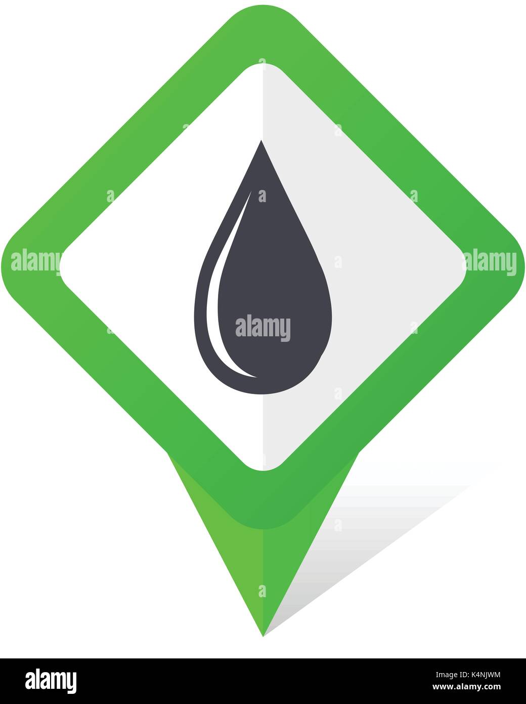 Water drop green square pointer vector icon in eps 10 on white ...