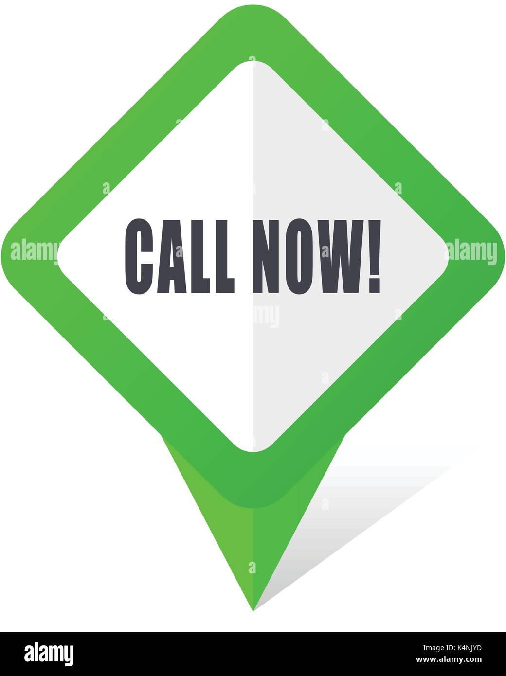 Call now green square pointer vector icon in eps 10 on white background ...
