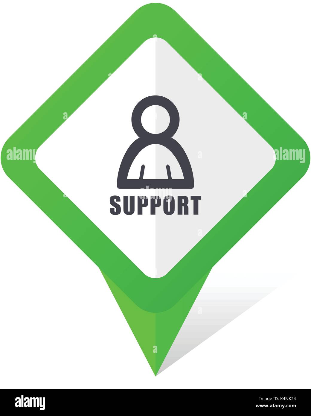 Support green square pointer vector icon in eps 10 on white background ...