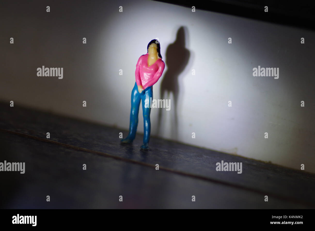 Miniature little people, woman posing with a shadown behind her Stock ...