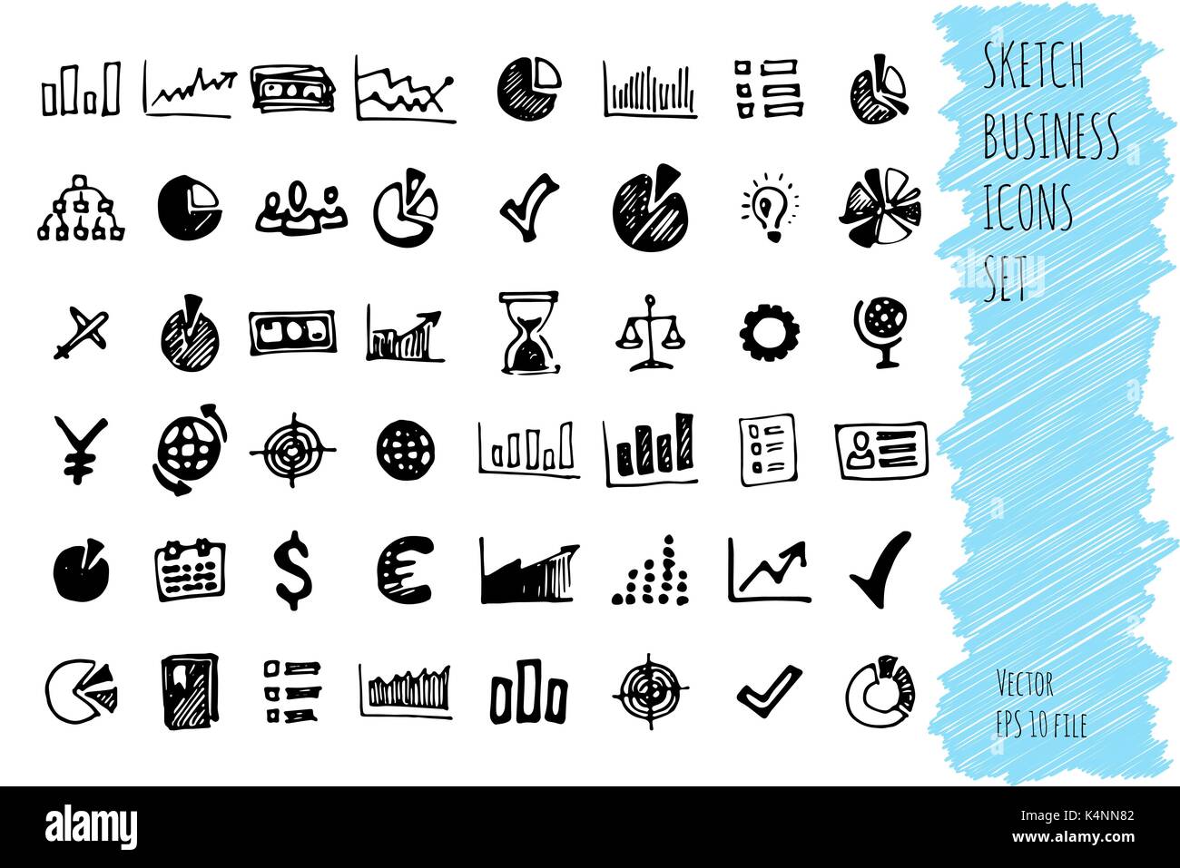 Hand draw doodle business icon set. collection of business icons ...