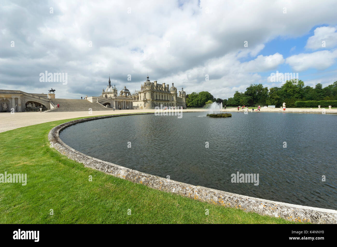 CHANTILLY, FRANCE - JUNE 2014; Inside the park of the Castle of ...