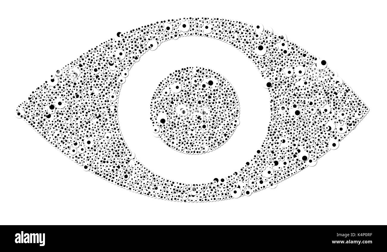 Shape of an eye made of looking eyes - isolated from transparent ...