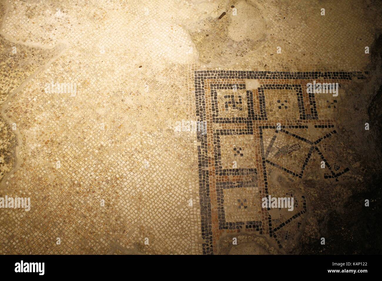 Detail of beautiful old mosaic adorned ancient floor Stock Photo - Alamy