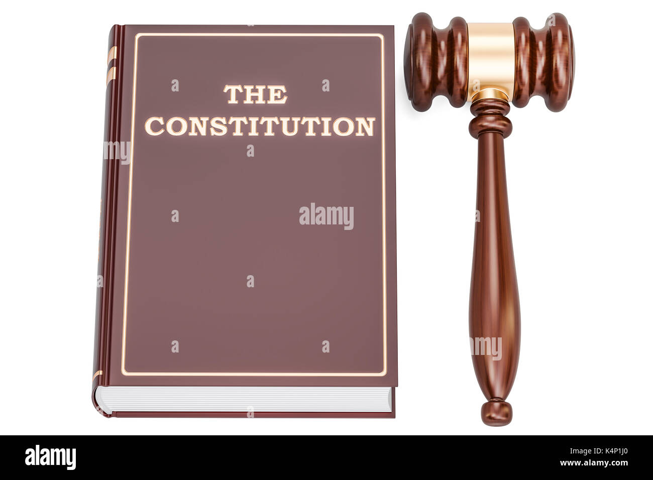 constitution book with gavel, 3D rendering isolated on white background ...
