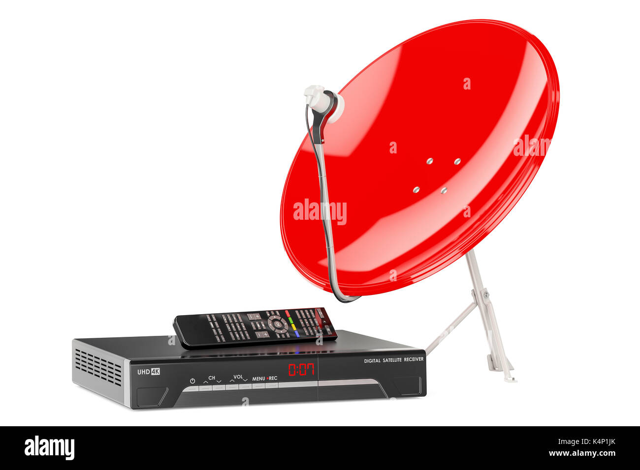 Digital satellite receiver with satellite dish. 3D rendering Stock ...