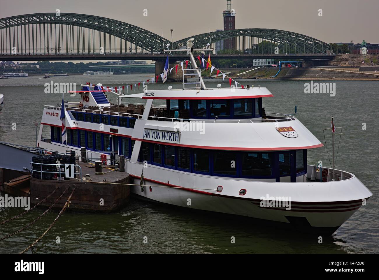 Tourist tour ship on river rhine Stock Photo - Alamy