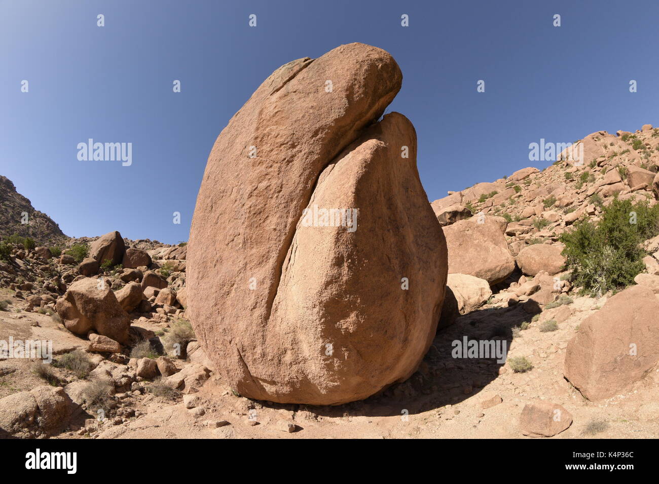 Unusual rock formation - grumpy face, Tafraoute, Morocco, Africa Stock ...
