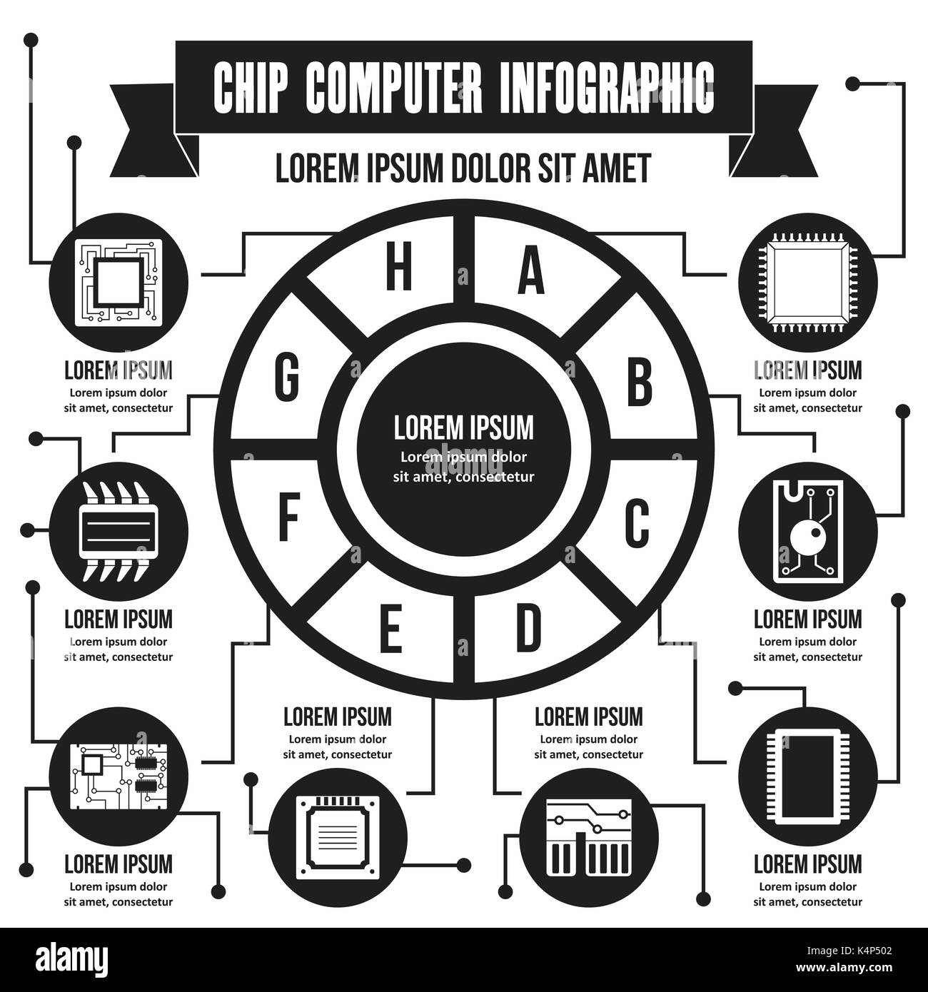 Chip computer infographic concept, simple style Stock Vector Image ...