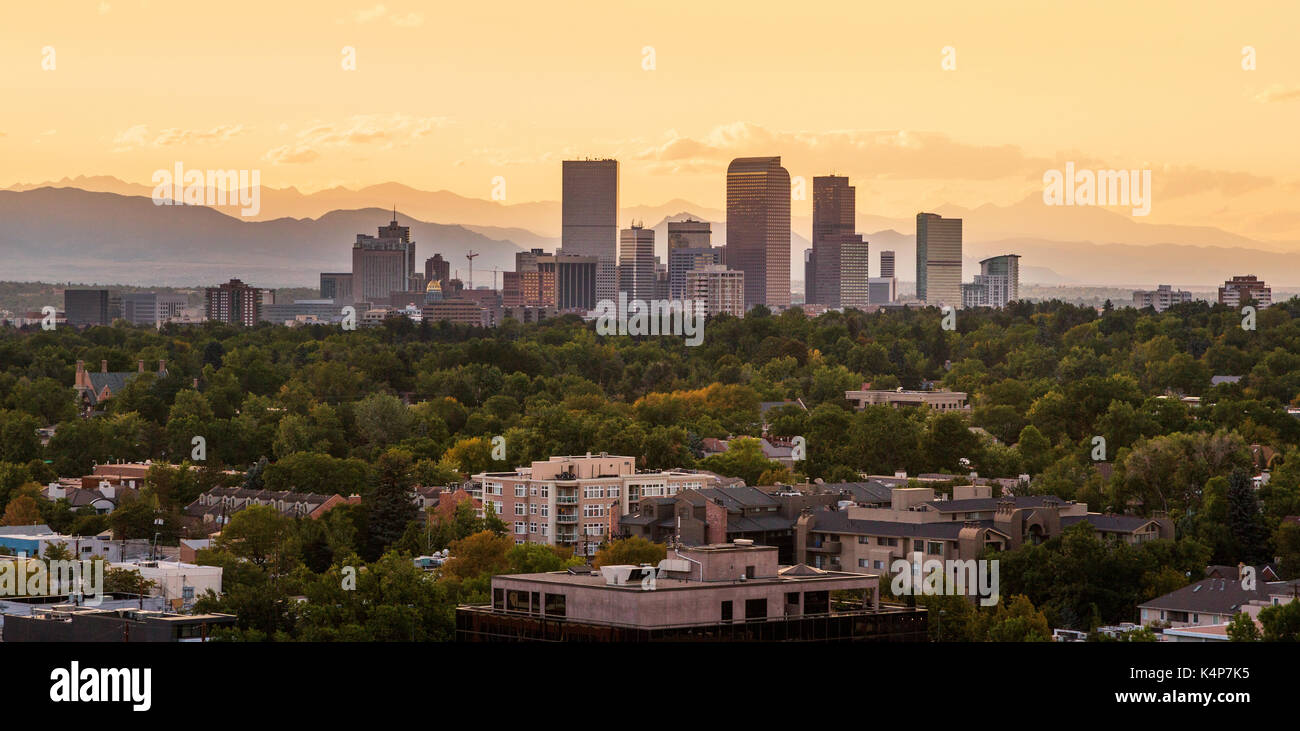 Denver Skyline at Sunset Stock Photo - Alamy