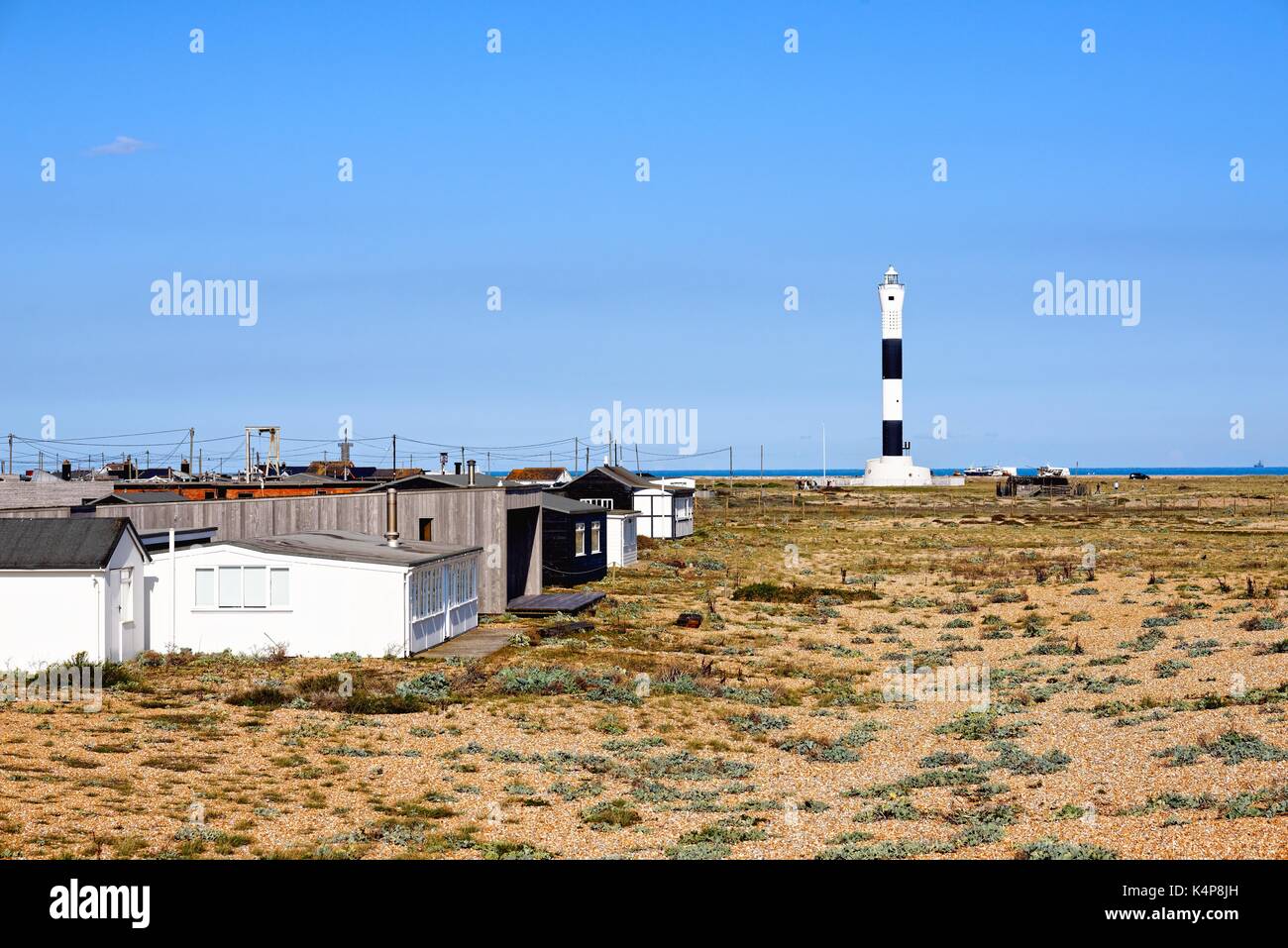 Modern Lighthouse at Dungeness Romney Marsh Kent UK Stock Photo - Alamy