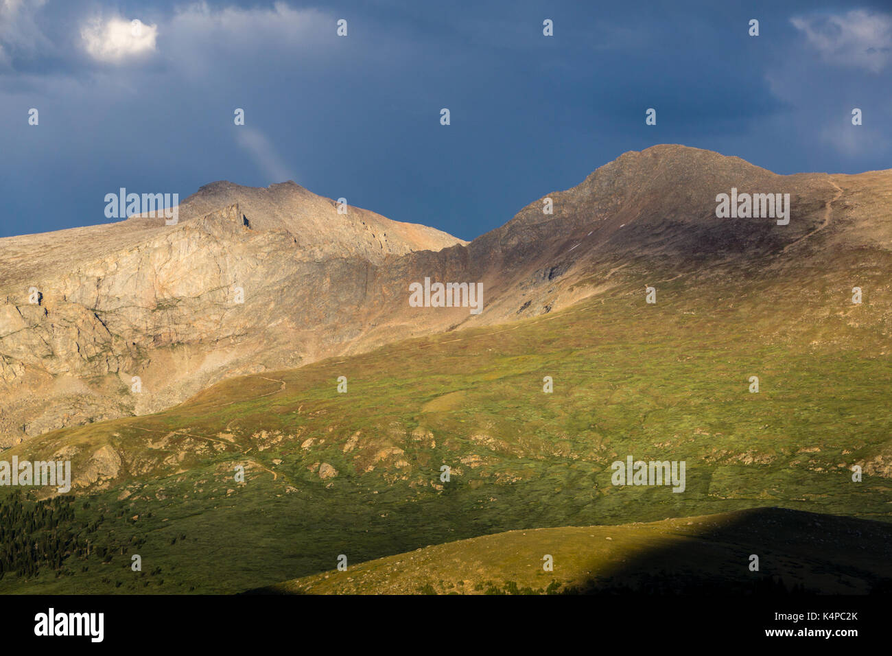 The hiking trail to the summit of Mount Bierstadt, one of Colorado's ...