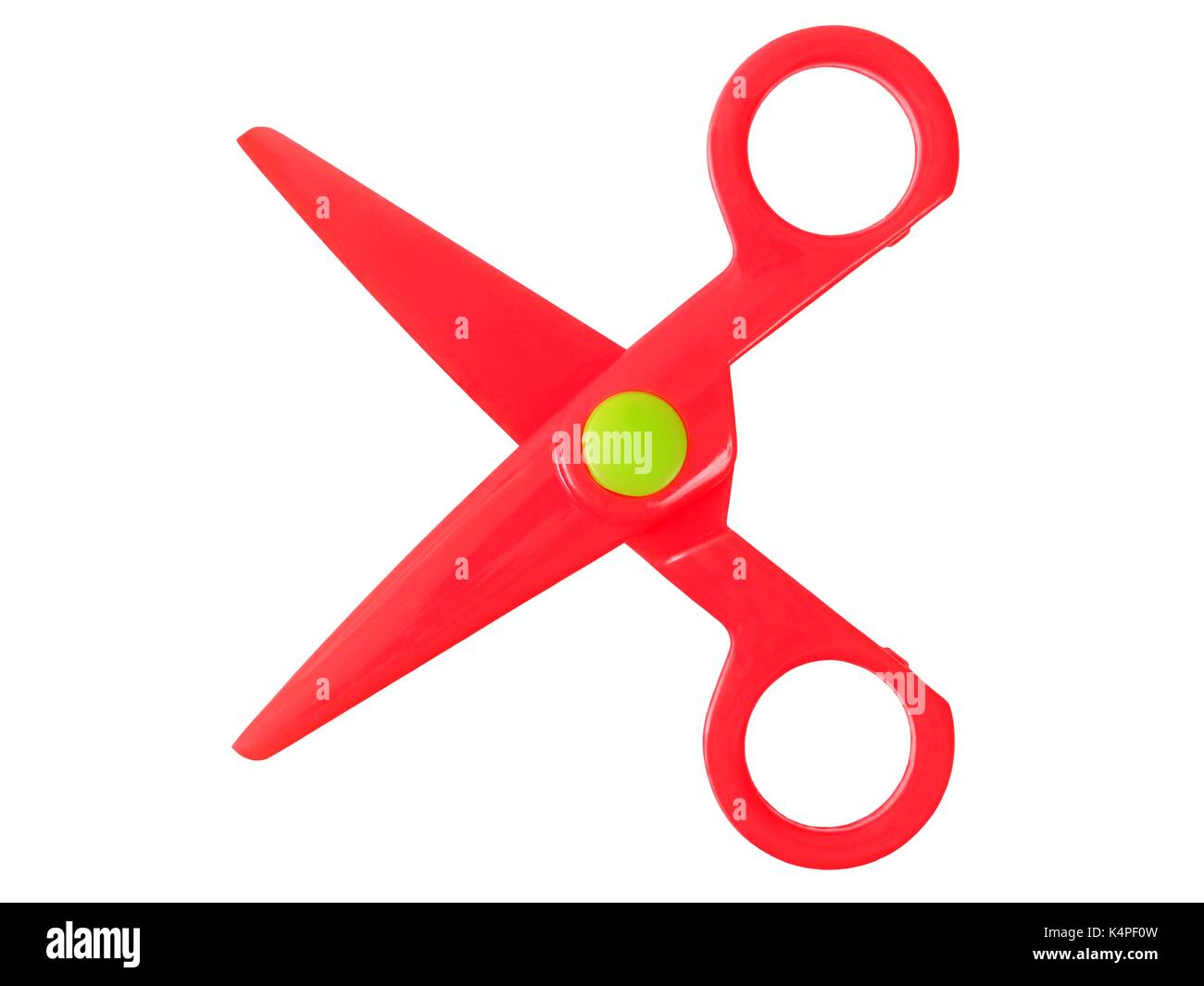 Small plastic red scissors isolated on white background Stock Photo - Alamy
