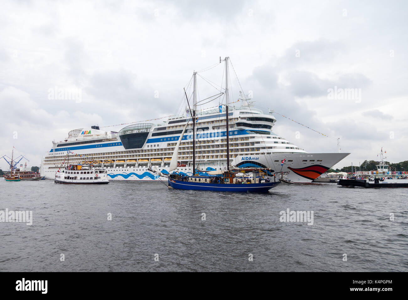 Warnemuende / Germany - August 12, 2017: AIDA mar lies on harbour at ...