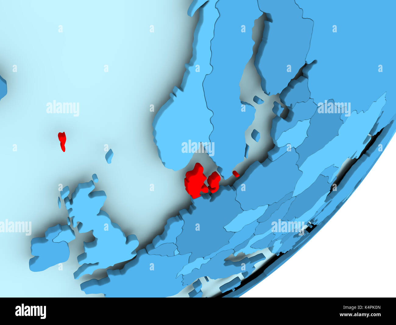 Denmark highlighted on blue hi-res stock photography and images - Alamy