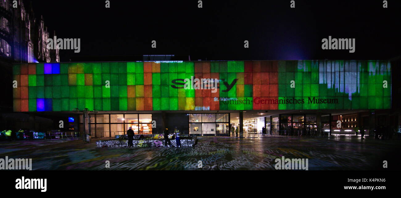 Light installation around the cologne cathedral, words and facades ...