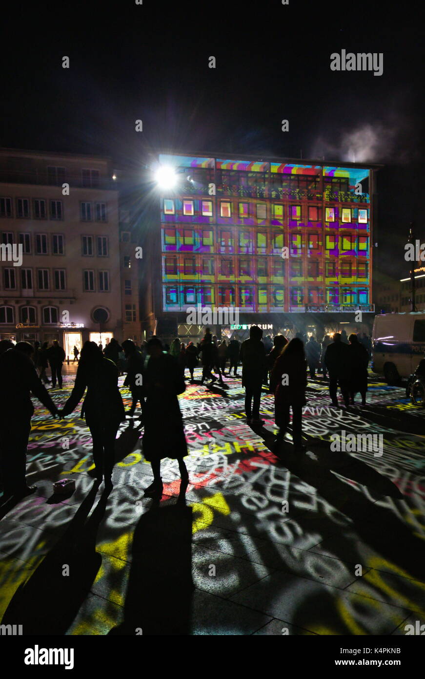 Light installation around the cologne cathedral, words and facades ...