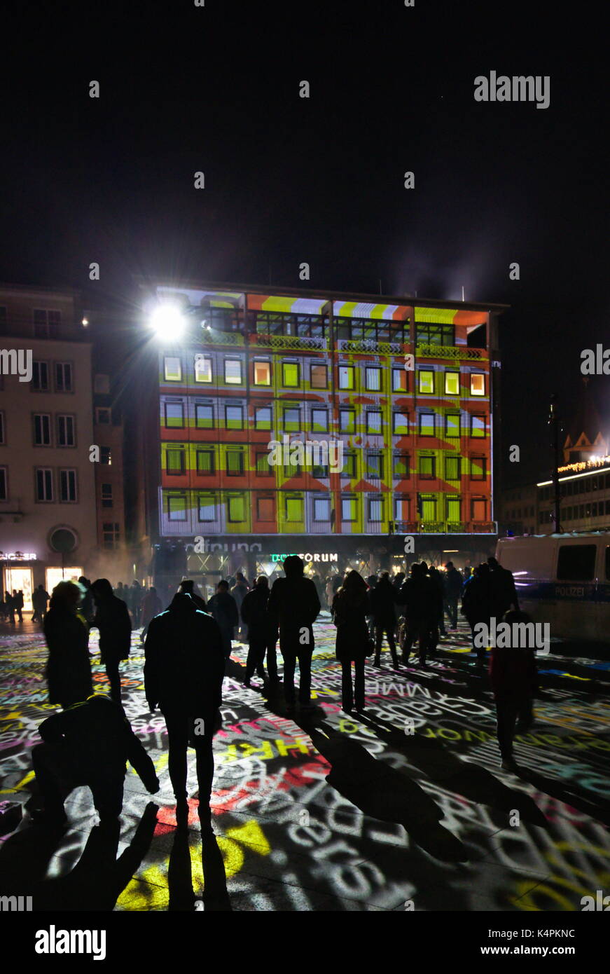 Light installation around the cologne cathedral, words and facades ...