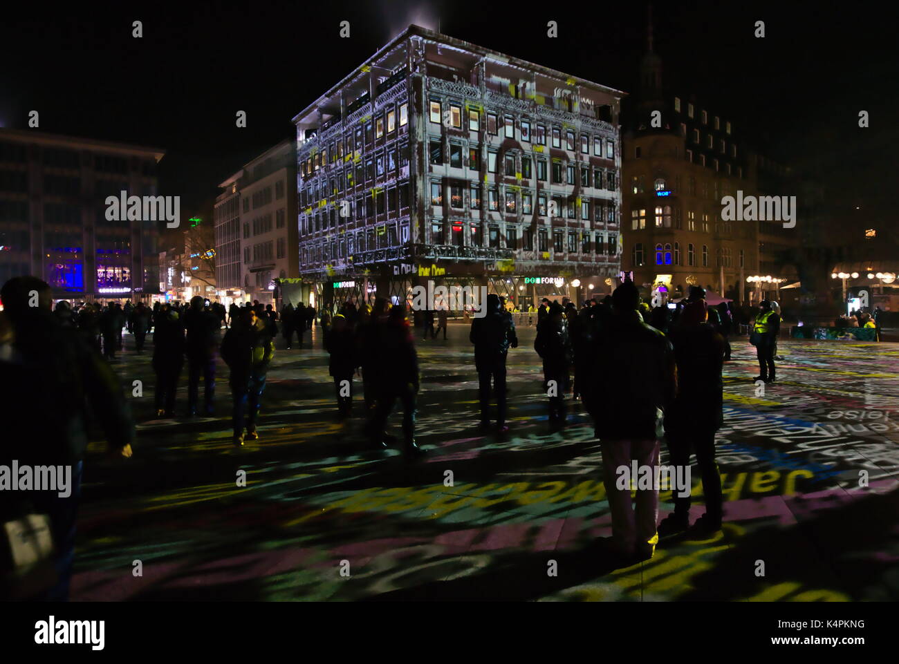 Light installation around the cologne cathedral, words and facades ...