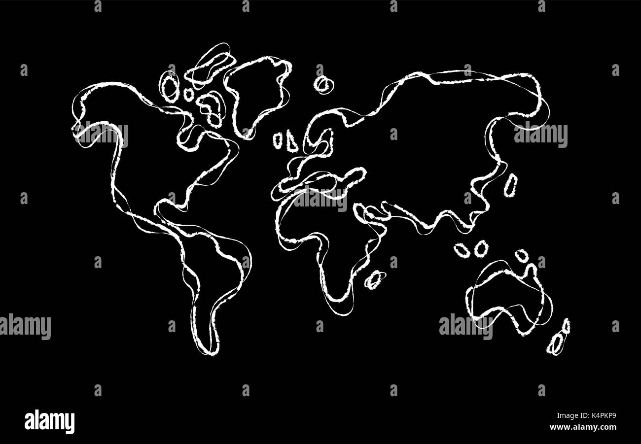 World map illustration template in hand drawn style, concept doodle ...