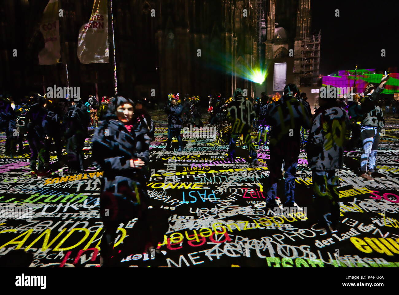 Light installation around the cologne cathedral, words and facades ...