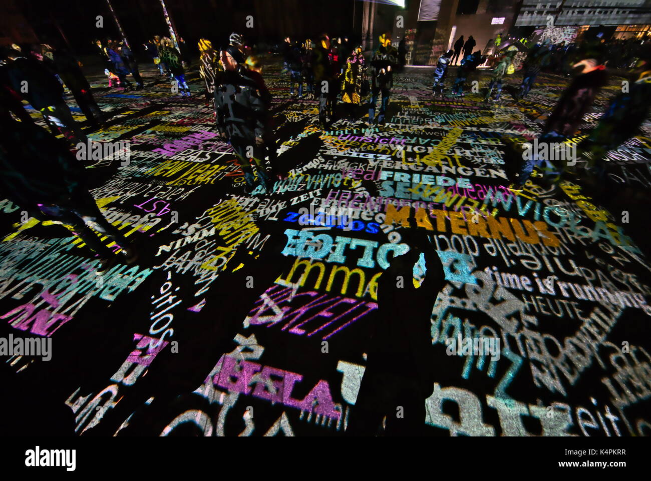 Light installation around the cologne cathedral, words and facades ...