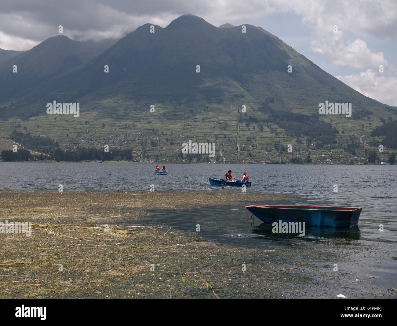 IMBABURA, ECUADOR - 2017: View of Lago San Pablo and Cerro Imbabura ...
