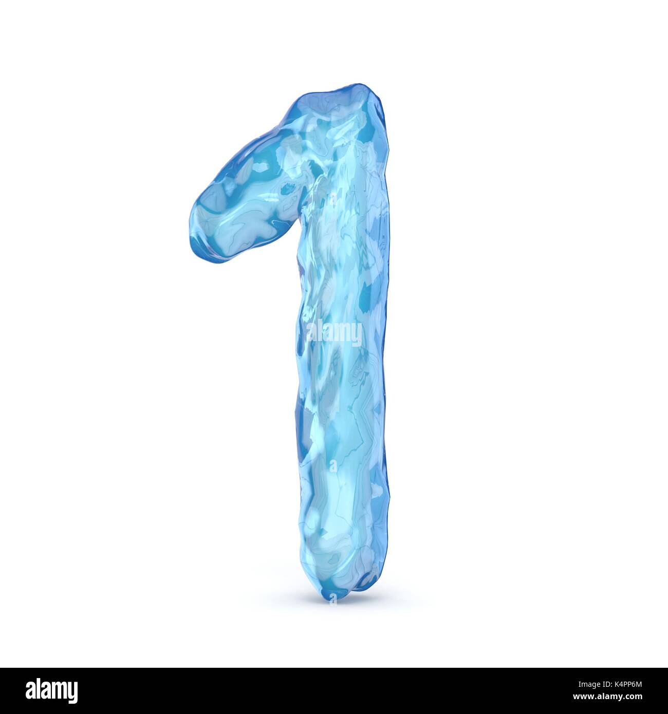 Ice font number 1 ONE 3D render illustration isolated on white ...