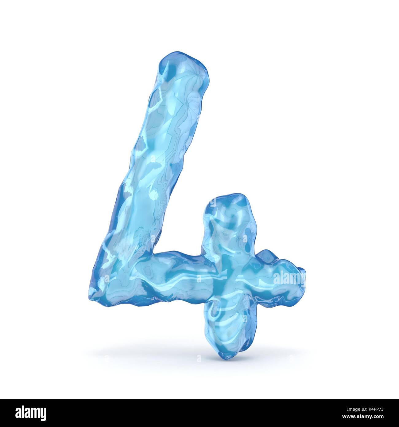 Ice font number 4 FOUR 3D render illustration isolated on white ...