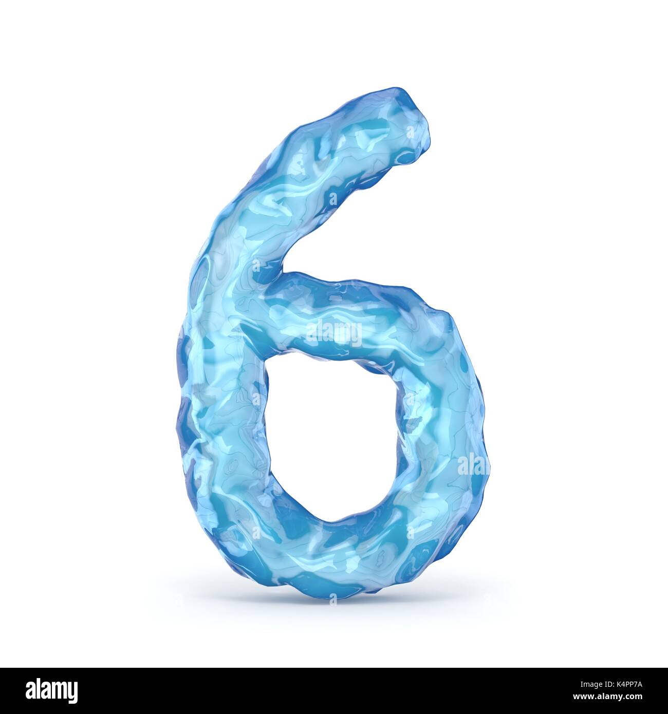 Ice font number 6 SIX 3D render illustration isolated on white ...