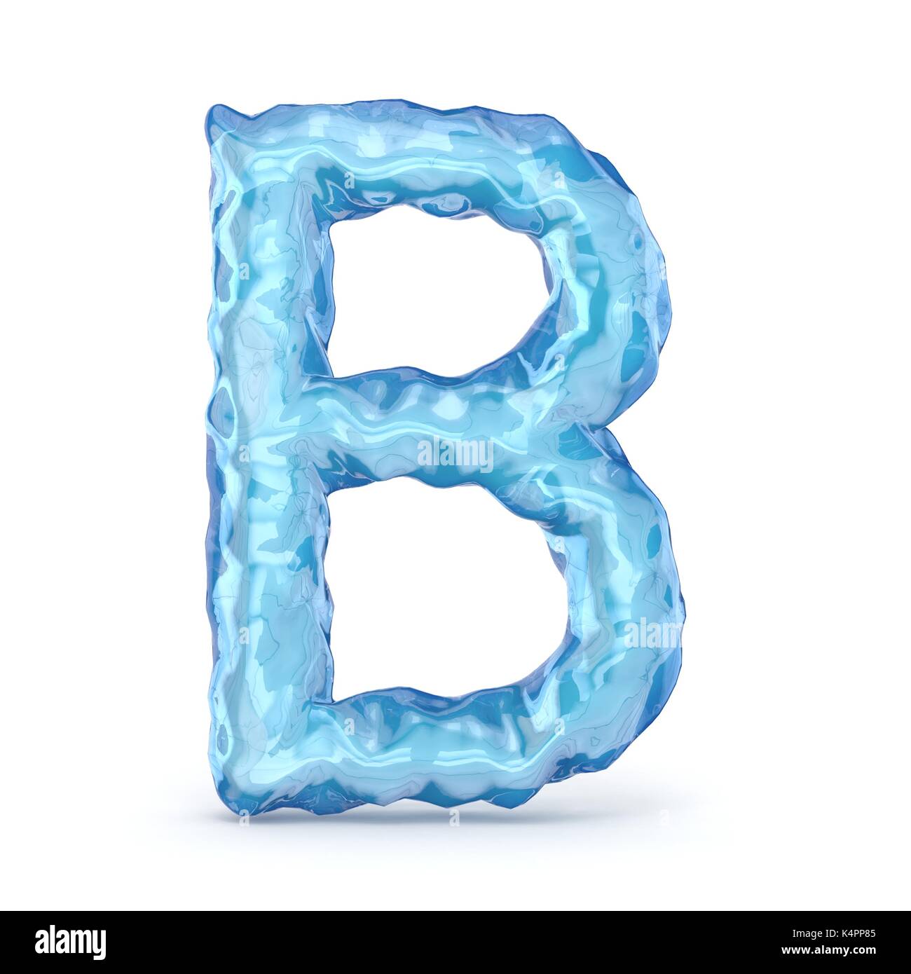 Ice font letter B 3D render illustration isolated on white background ...