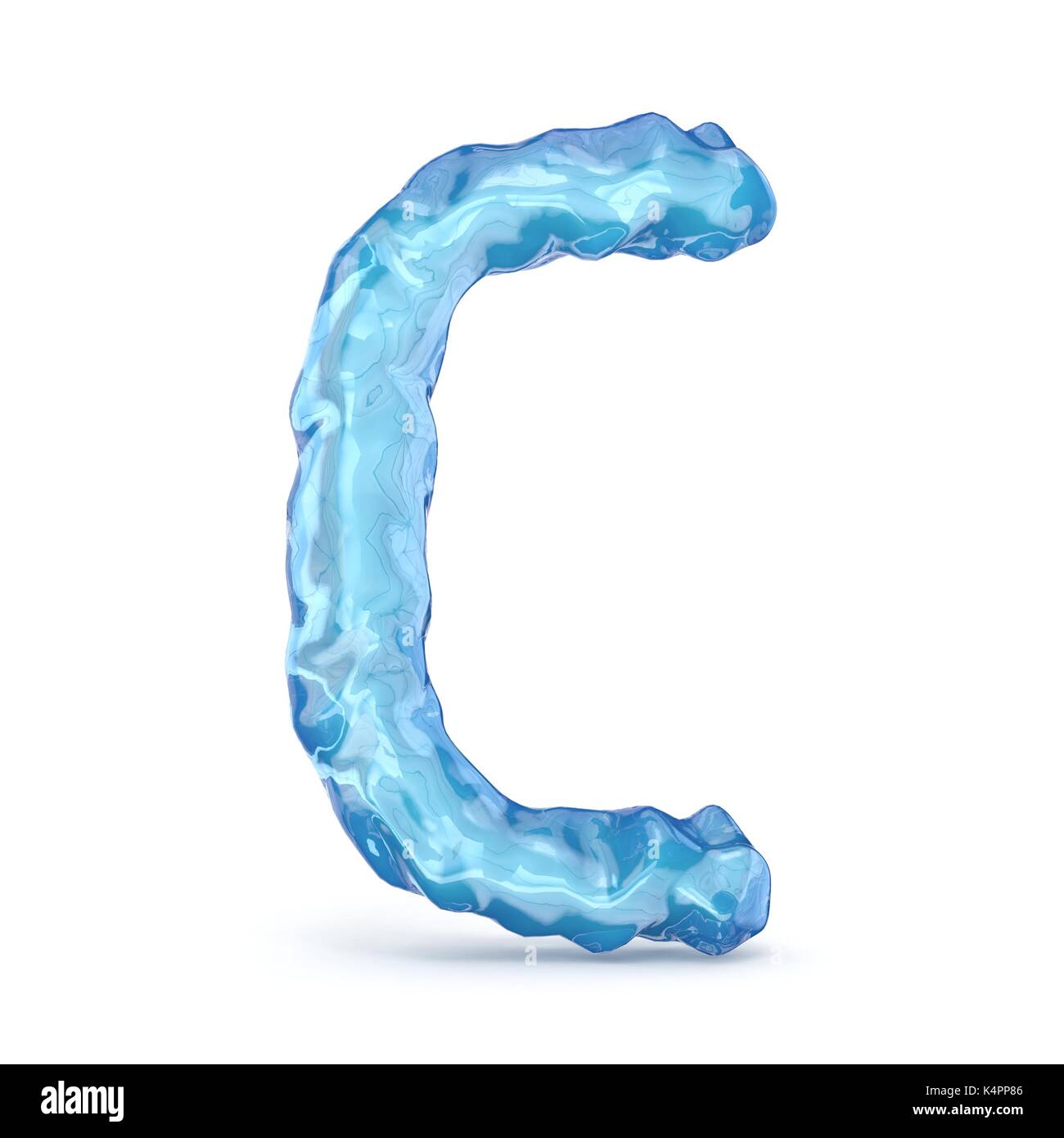 Ice font letter C 3D render illustration isolated on white background ...