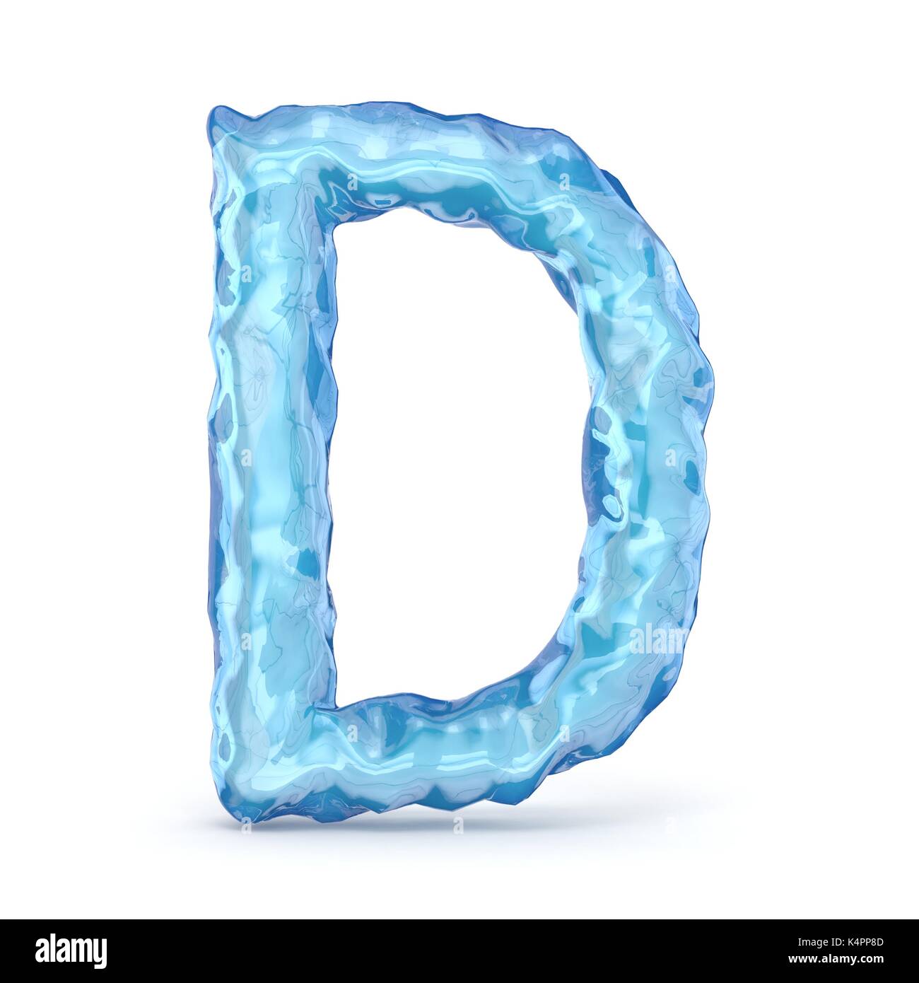 Ice font letter D 3D render illustration isolated on white background ...