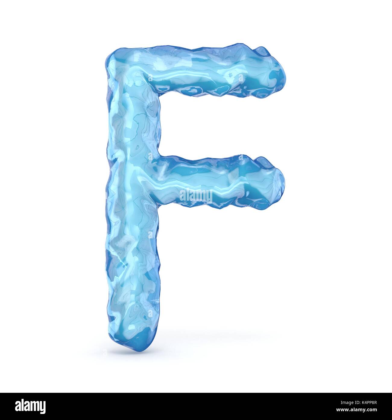 Ice font letter F 3D render illustration isolated on white background ...