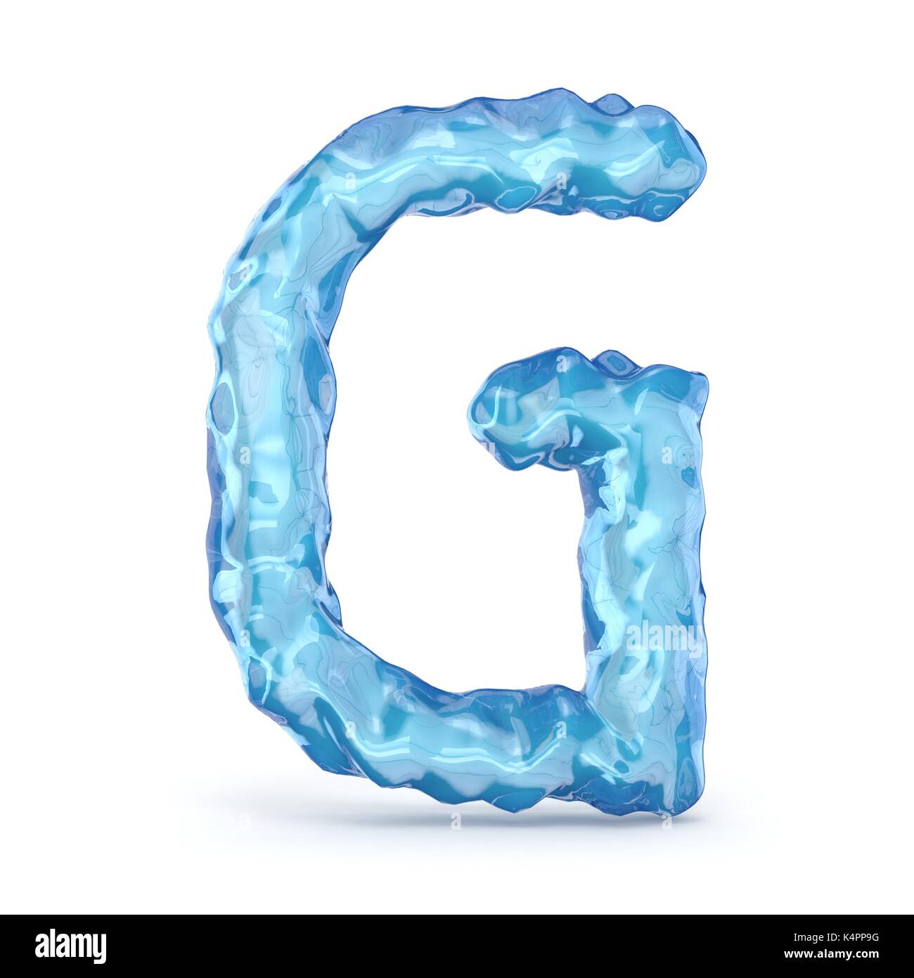 Ice font letter G 3D render illustration isolated on white background ...