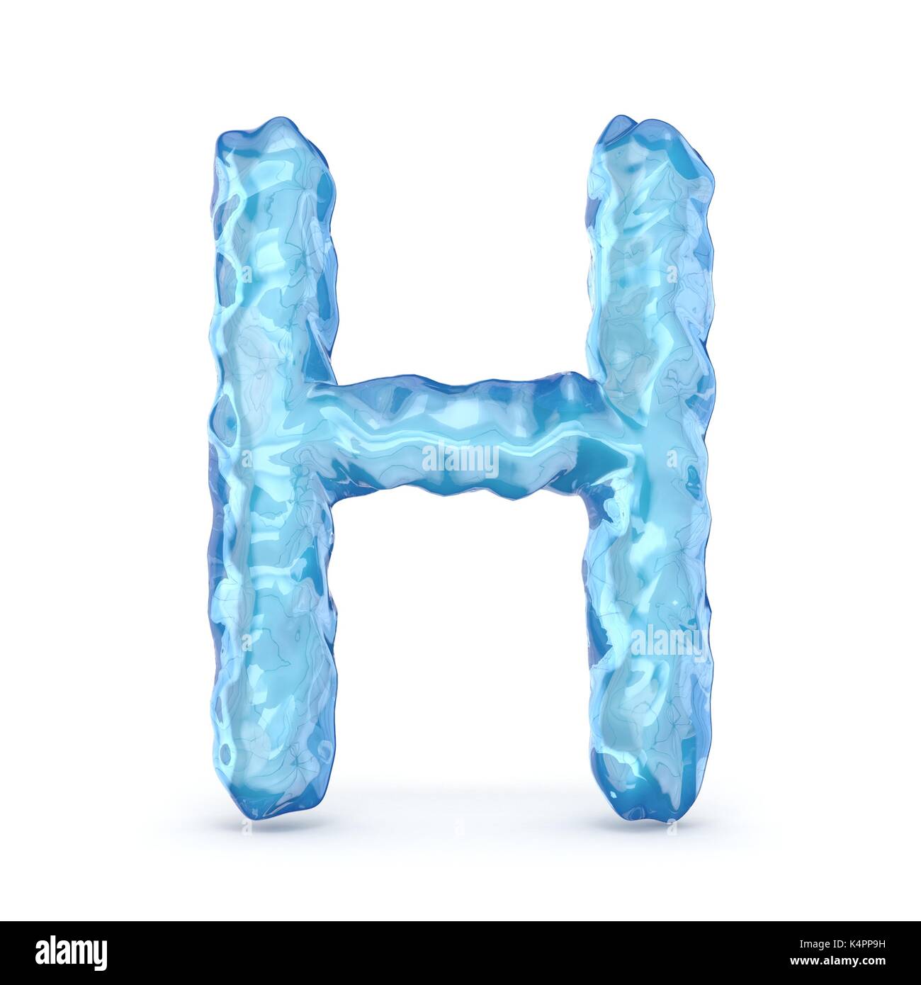 Ice font letter H 3D render illustration isolated on white background ...