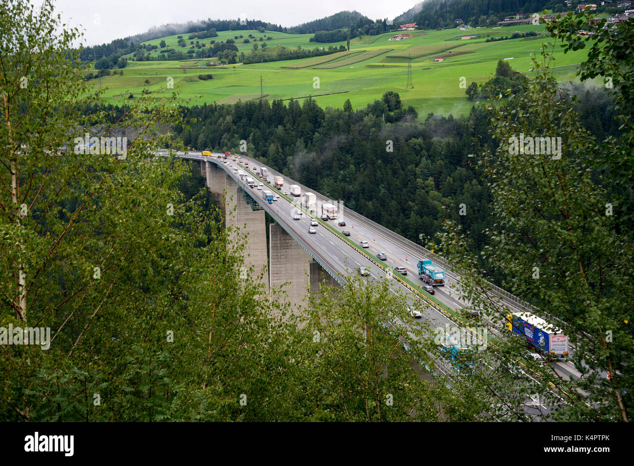 190 meter high Europabrücke and A13 Brenner Autobahn in Schonberg im ...