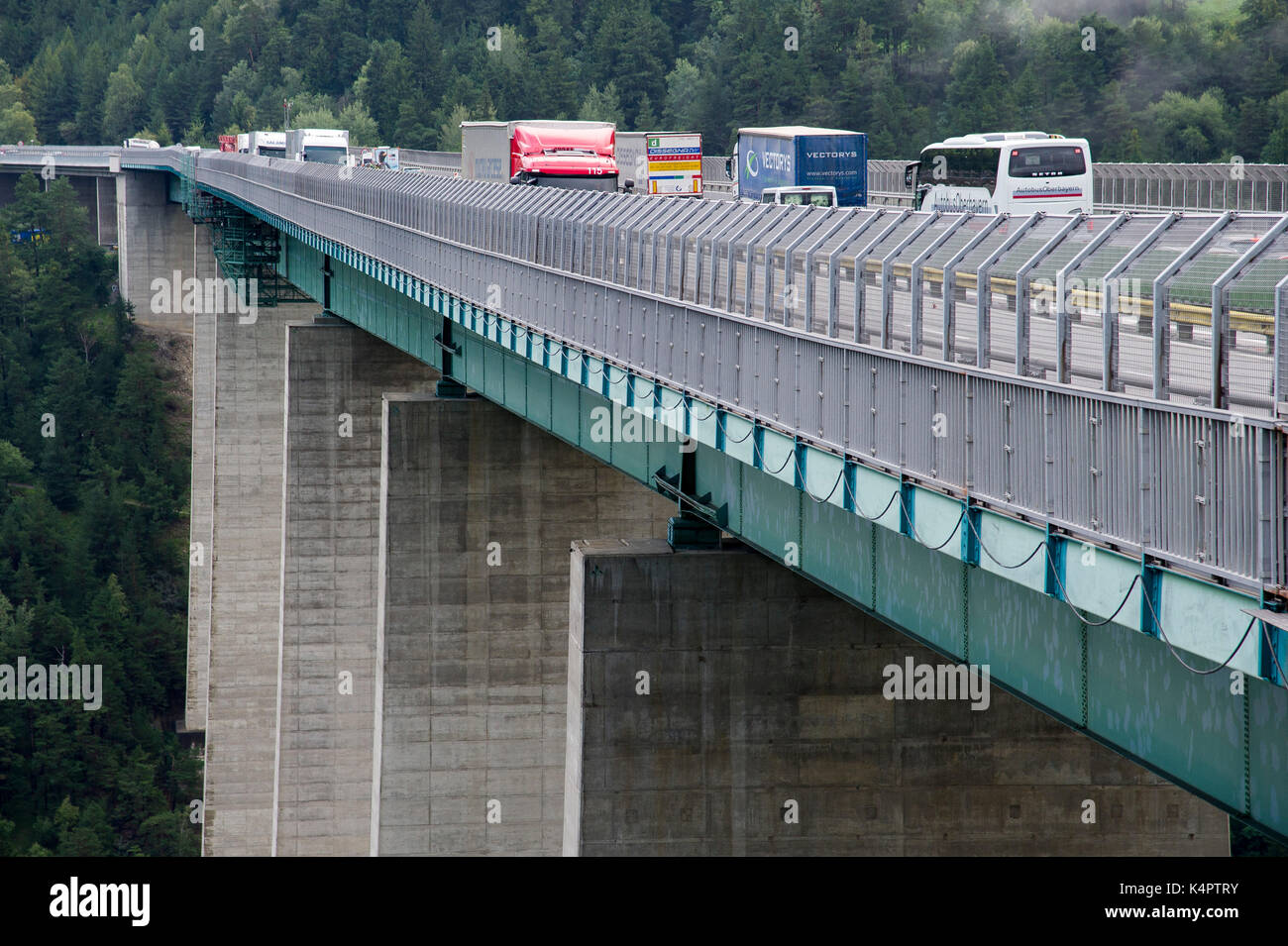 190 meter high Europabrücke and A13 Brenner Autobahn in Schonberg im ...