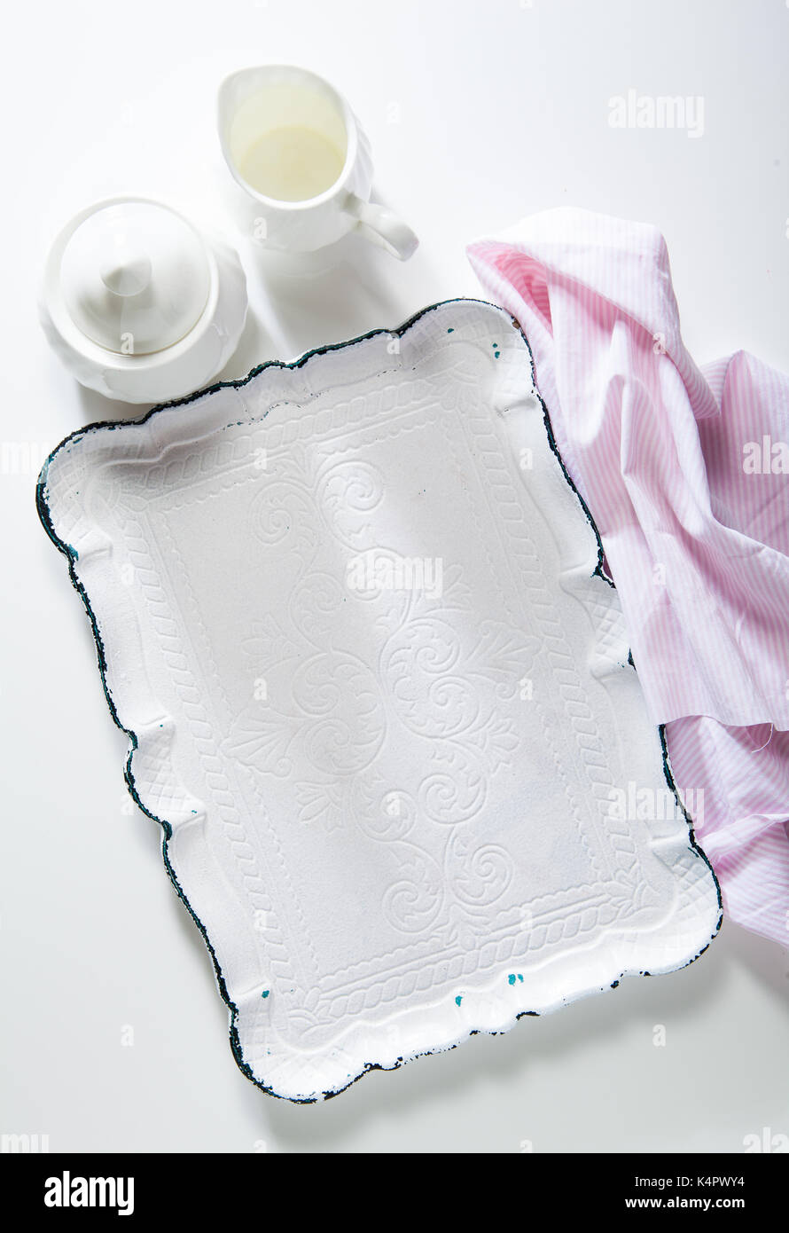 white empty tray for breakfast Stock Photo - Alamy