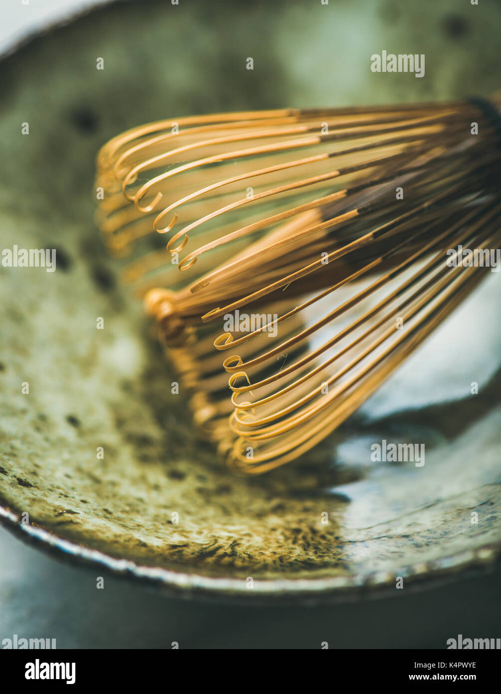 Close-up of traditional Japanese Chasen whisk and Chawan bowl Stock ...