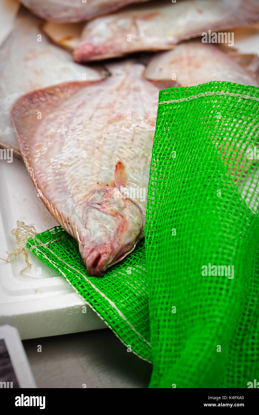 Plaice fish on street market Stock Photo - Alamy