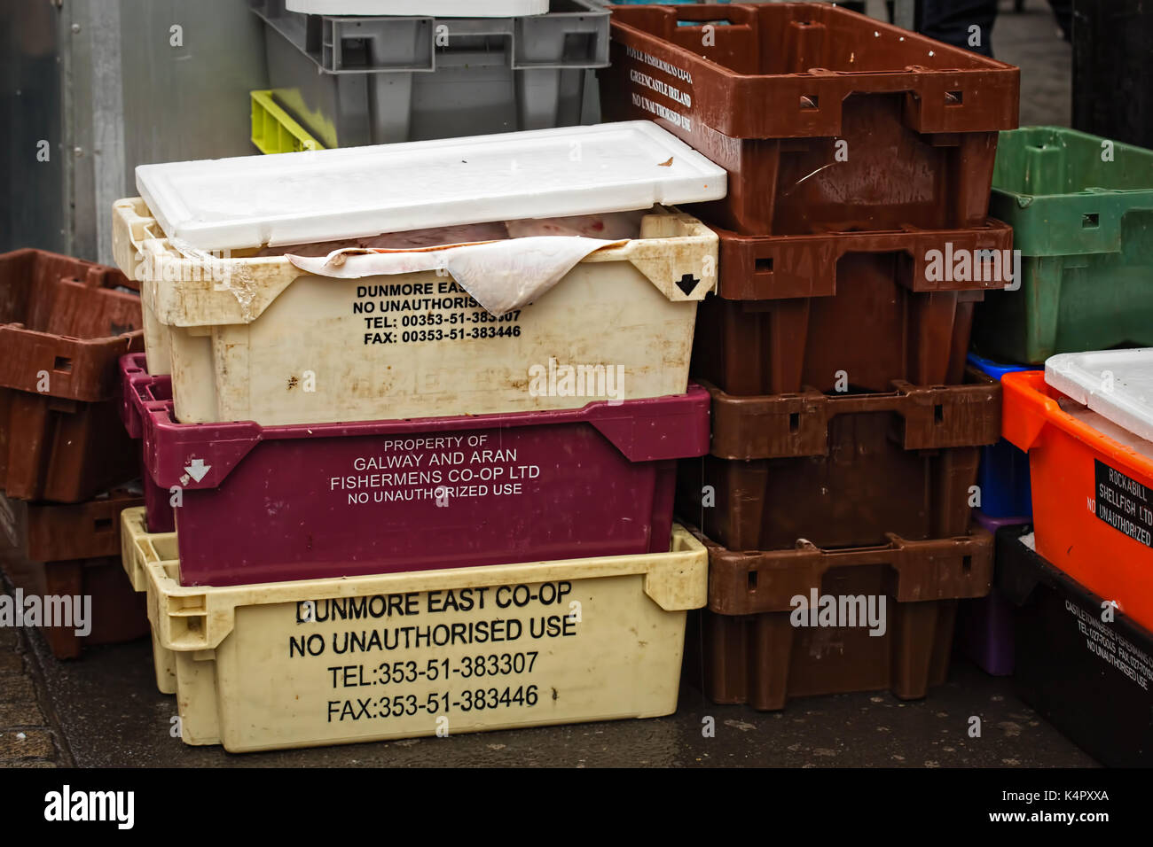 Containers with fish delivery on Moore Street market to salesman, who ...
