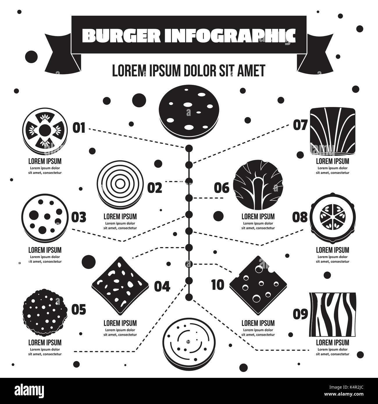 Burger logo icons set, simple style Stock Vector Image & Art - Alamy