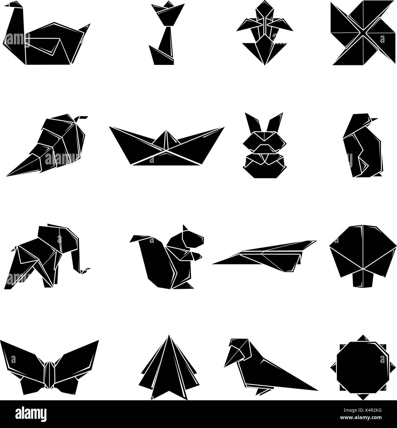 Origami icons set, simple style Stock Vector Image & Art - Alamy