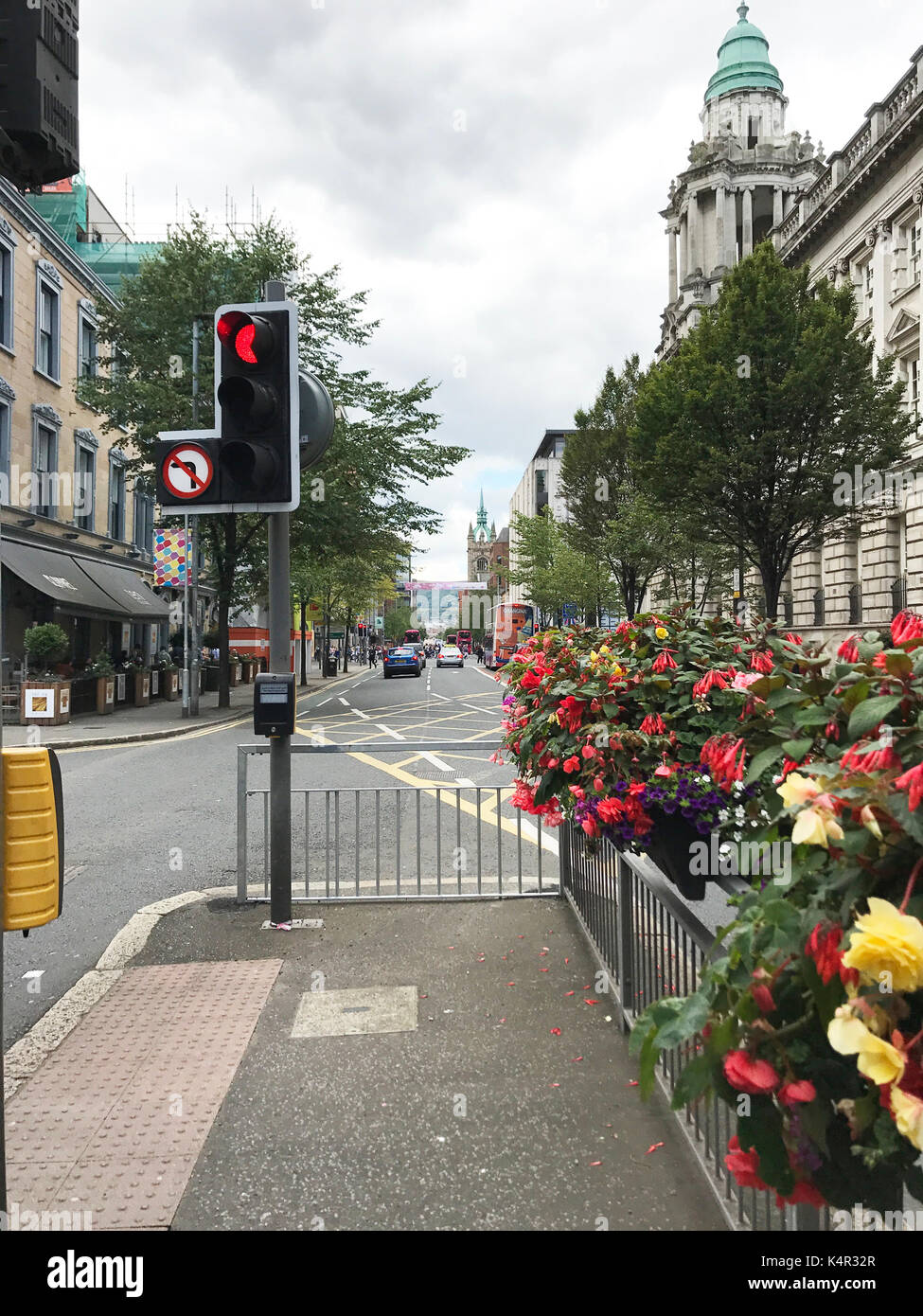 City Street in Belfast, Ireland. Northern Ireland's capital Stock Photo ...