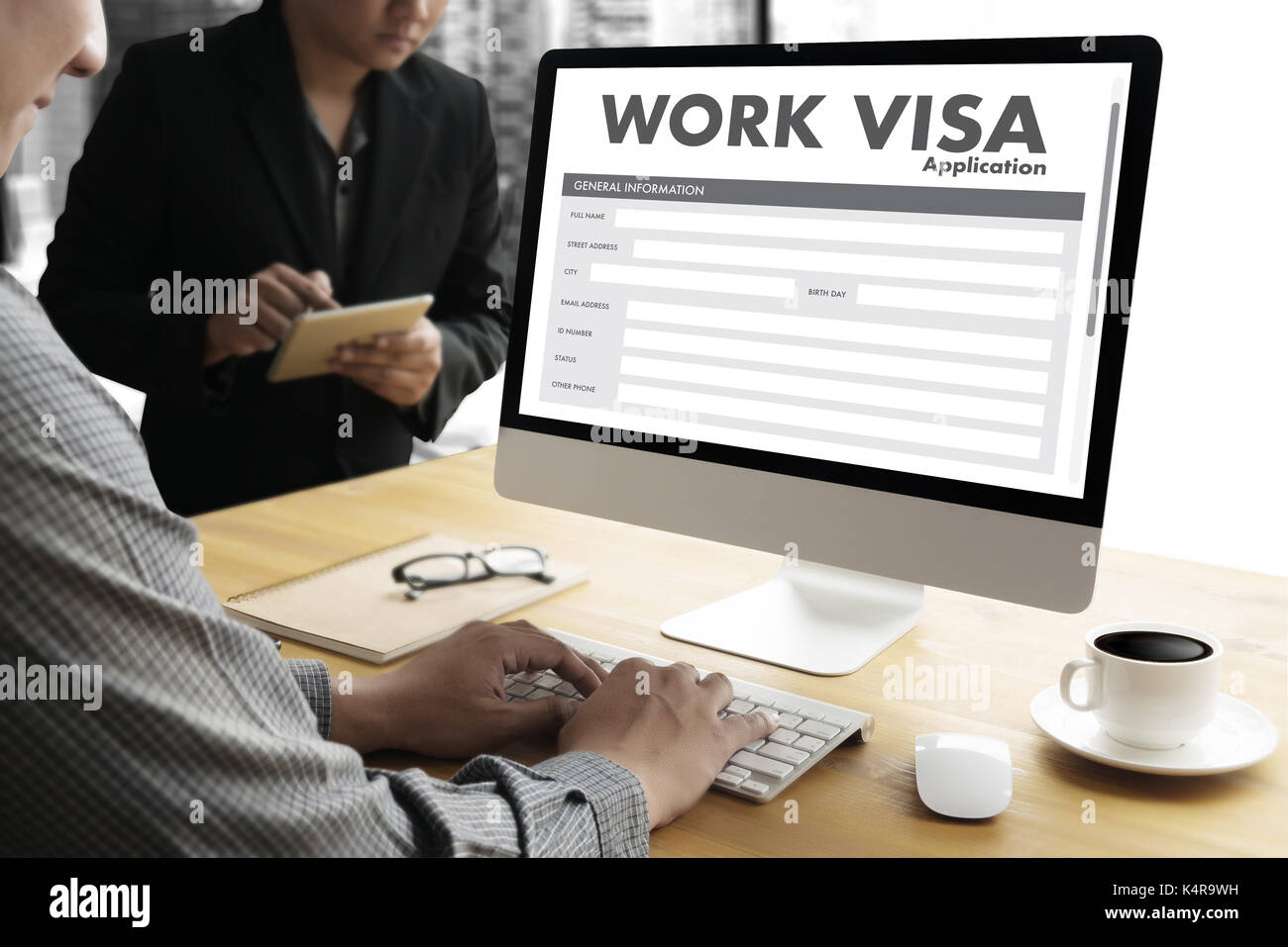 WORK Visa Application Employment Recruitment to Work businessman Stock ...