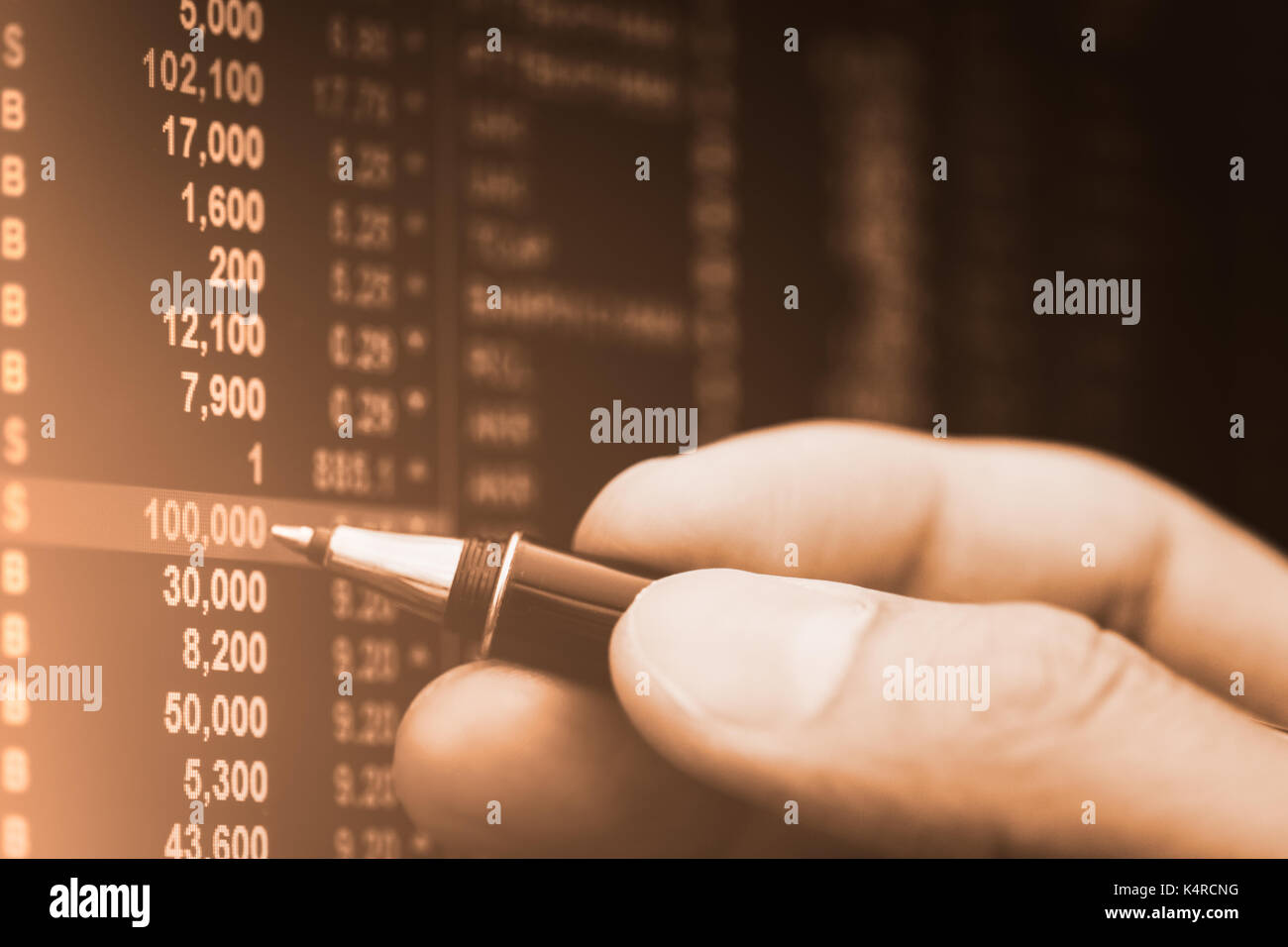 Index graph of stock market financial indicator analysis on LED ...